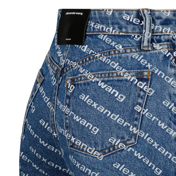 Alexander Wang Logo Monogram Denim Shorts - Blue