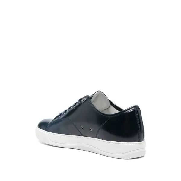 LANVIN Leather Lace-up Sneakers - Navy Blue