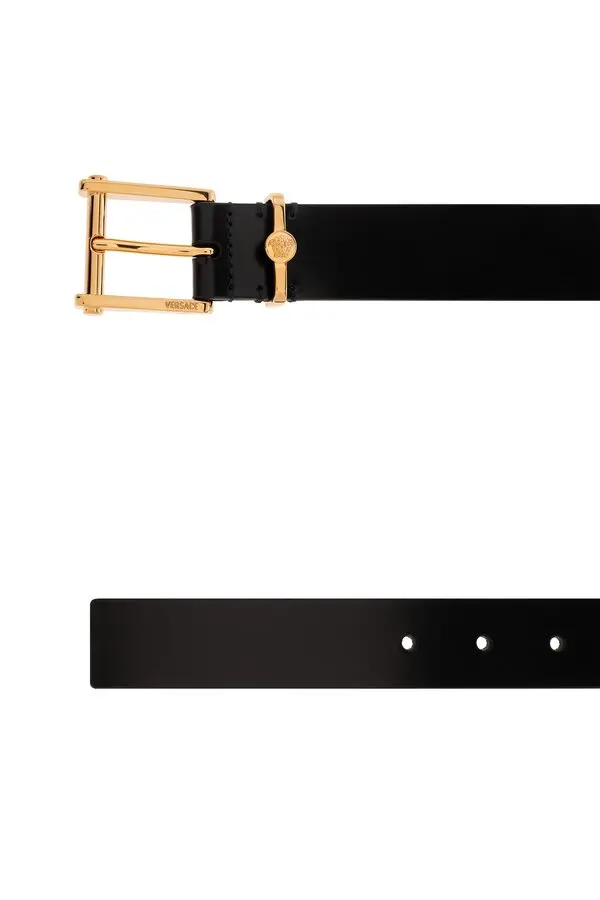 Versace Leather Belt With Medusa Buckle