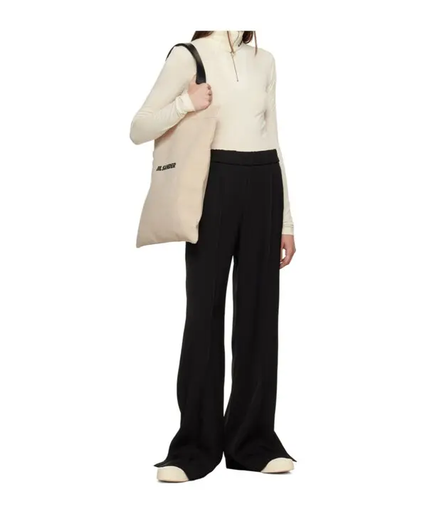 JIL SANDER Logo Detailed Tote Bag - Beige