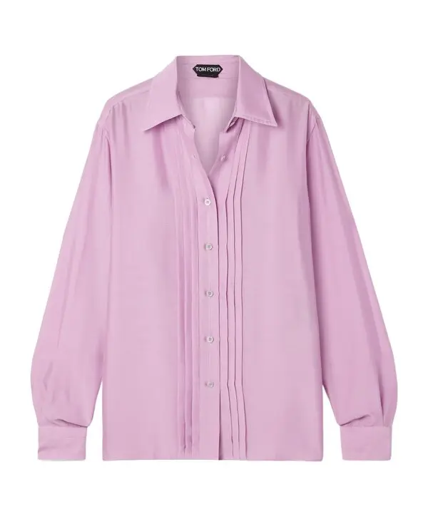 TOM FORD Pleated Silk Shirt - Lilac