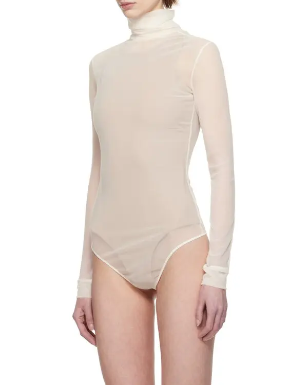 MAISON MARGIELA High Neck Sheer Bodysuit - Beige