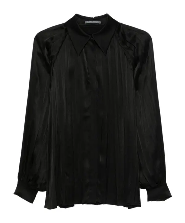 Alberta Ferretti Pleated Satin Shirt - Black