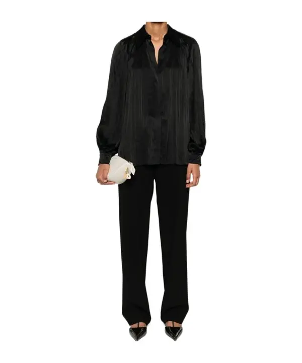 Alberta Ferretti Pleated Satin Shirt - Black