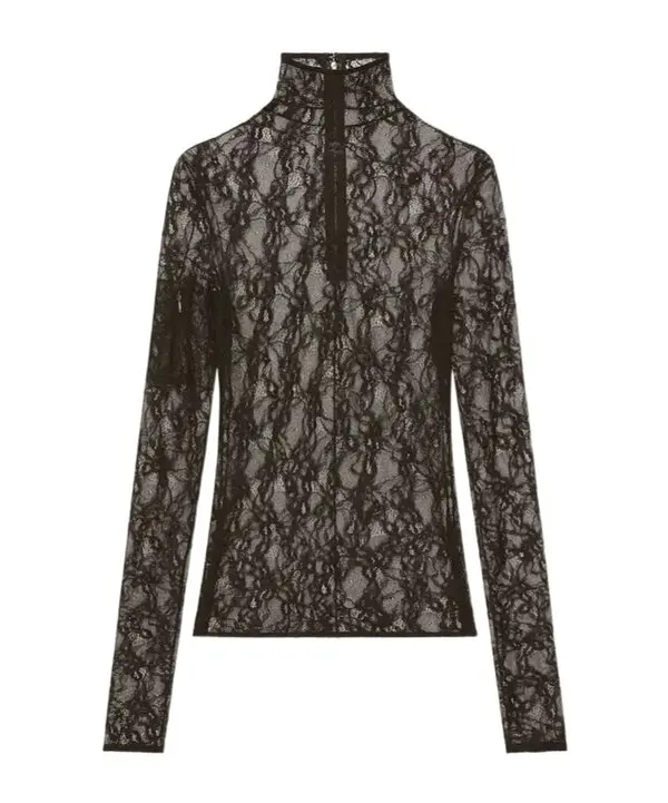 COURREGES Lace Mockneck Top