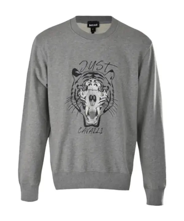 Just Cavalli Round Neck Printed Pullover - Gray