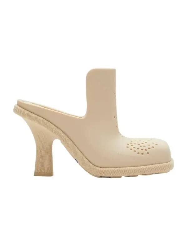 Burberry Equestrian Knight Square-toe Slip-on Mules - Nude