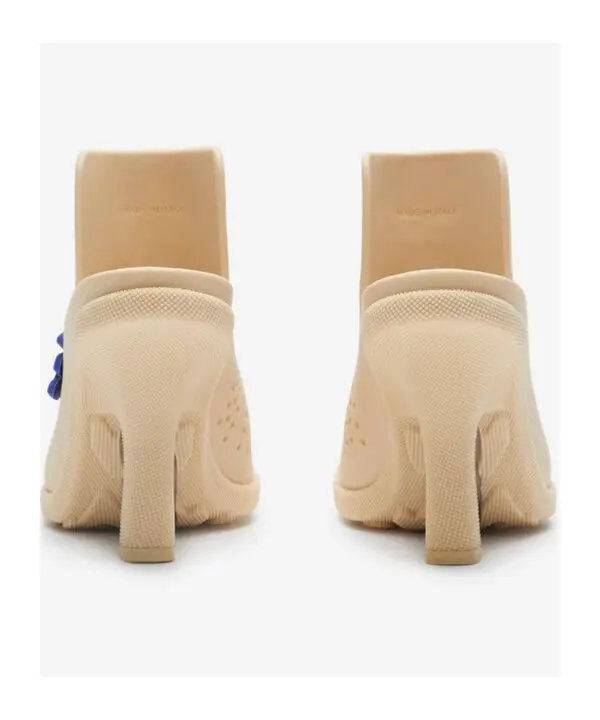 Burberry Equestrian Knight Square-toe Slip-on Mules - Nude