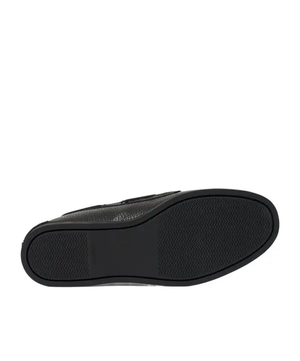 SCAROSSO Round Toe Lace Up Boat Shoes - Black