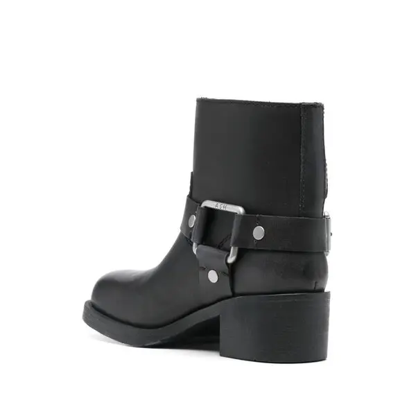 Ash Thick Heeled Short Boots - Black