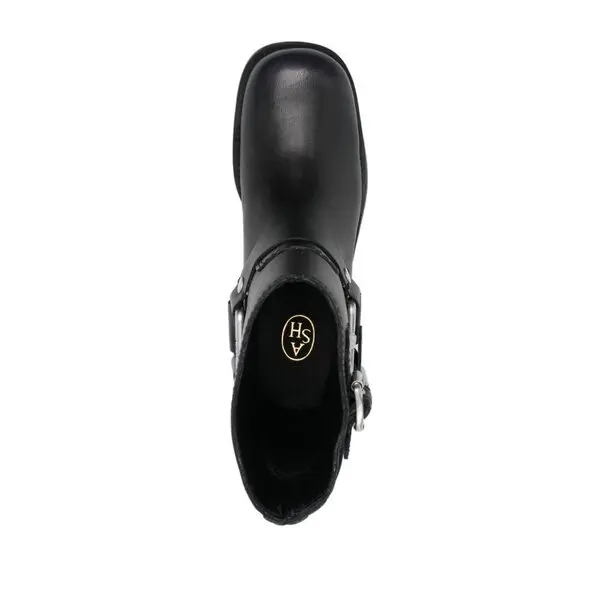 Ash Thick Heeled Short Boots - Black