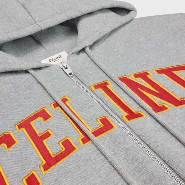 Celine Loose Zip Up Hoodie In Cotton Fleece