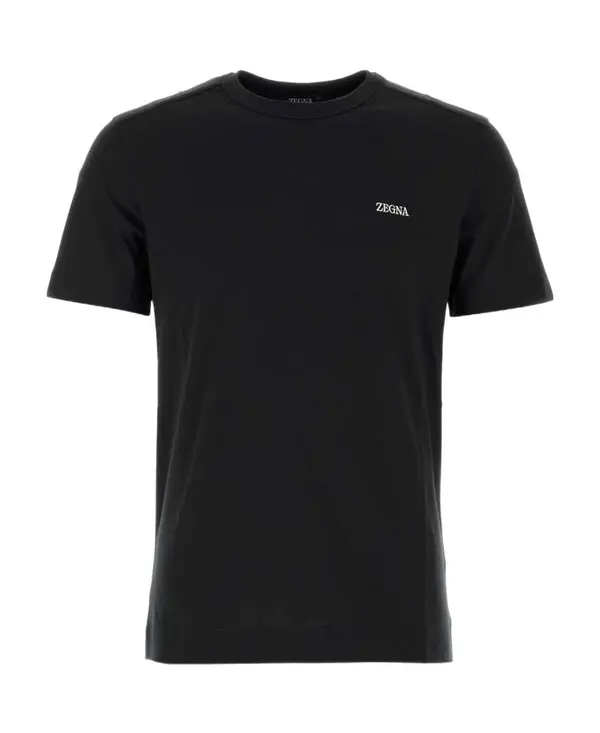 Zegna Logo Printed Crewneck T-shirt - Black