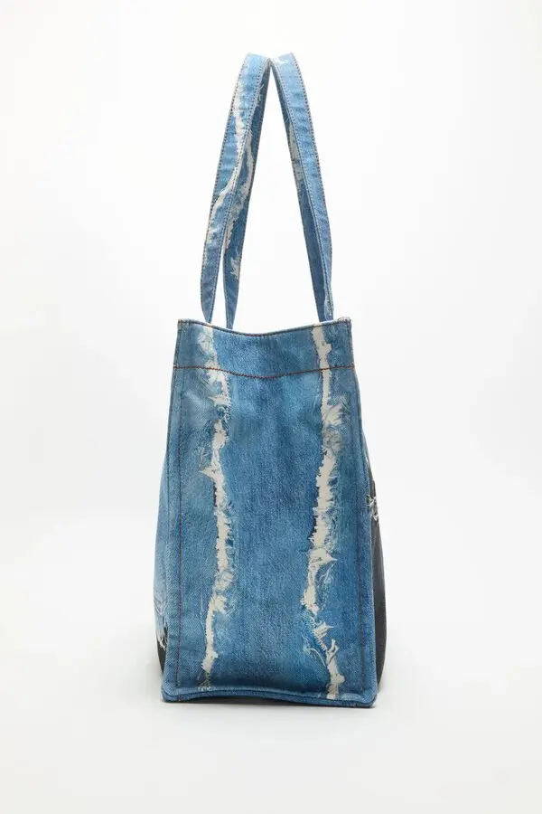 Acne Studios Denim Print Tote Bag - Black