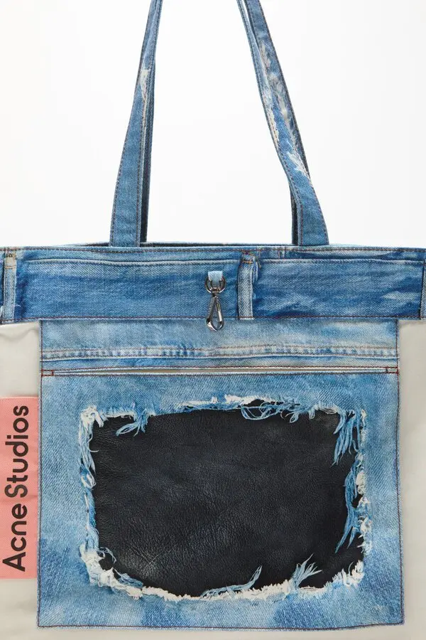 Acne Studios Denim Print Tote Bag - Black