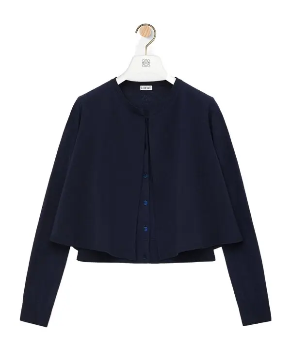 Loewe Cardigan In Wool - Deep Navy Blue