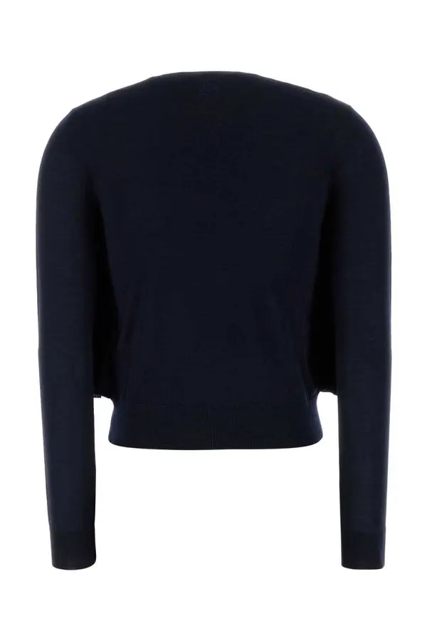 Loewe Wool Cardigan With Crossword Embroidery - Deep Navy Blue