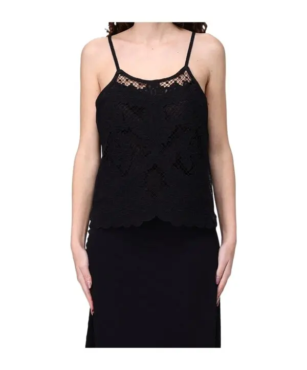 TWINSET Embroidered Lace Camisole - Black