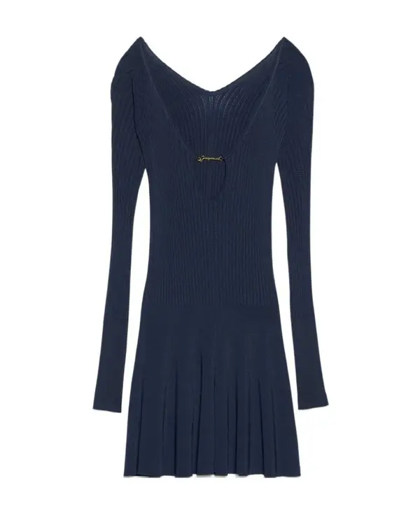 Jacquemus Long Sleeve Scalloped Mini Dress - Black