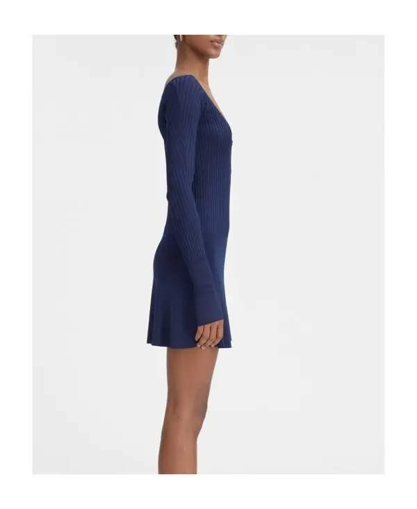 Jacquemus Long Sleeve Scalloped Mini Dress - Black