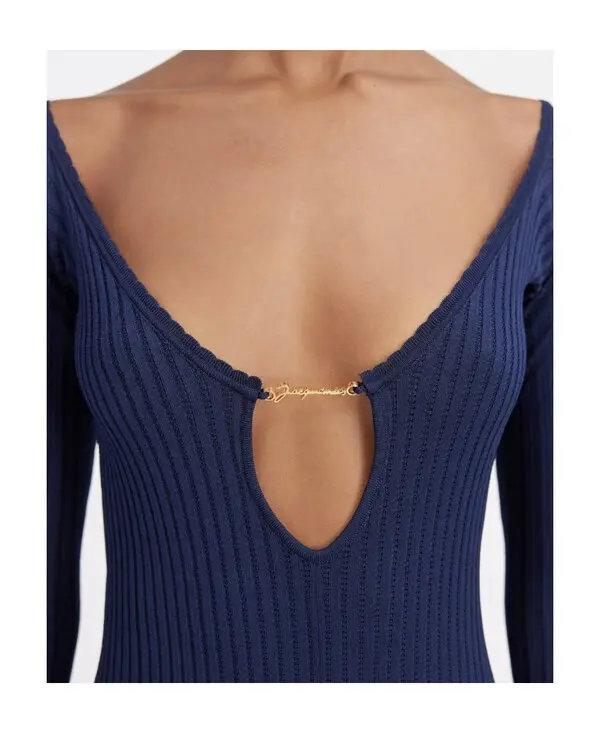 Jacquemus Long Sleeve Scalloped Mini Dress - Black