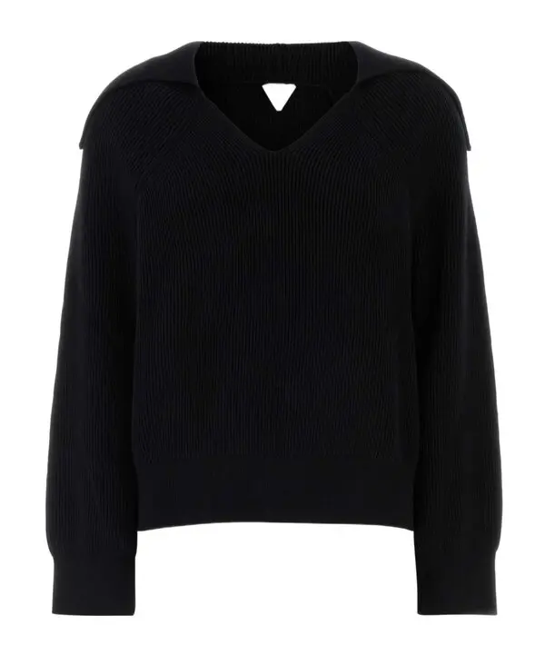 Bottega Veneta Ribbed V-neck Jumper - Black