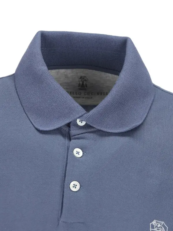 Brunello Cucinelli Logo Detailed Short-sleeved Polo Shirt - Blue