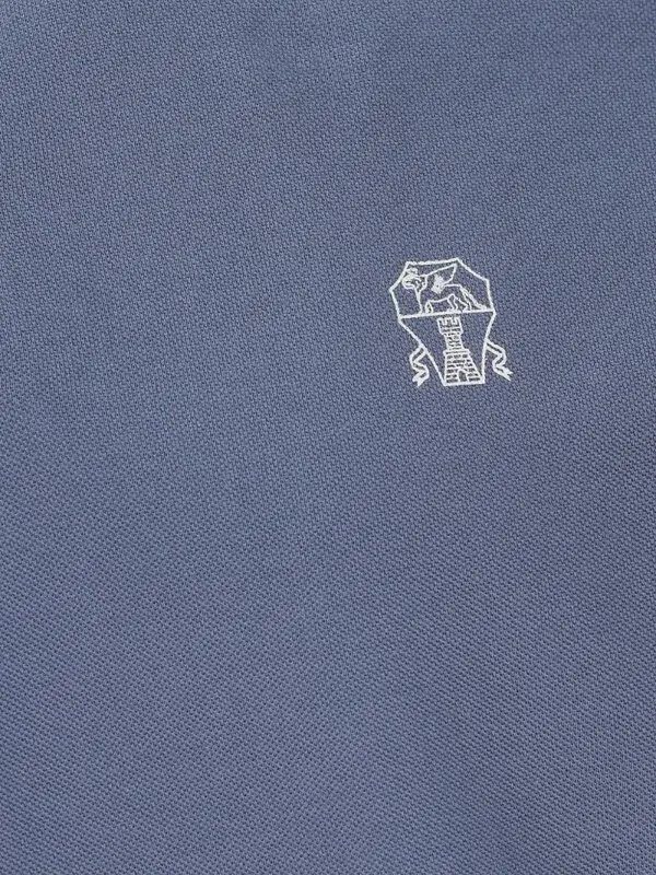 Brunello Cucinelli Logo Detailed Short-sleeved Polo Shirt - Blue