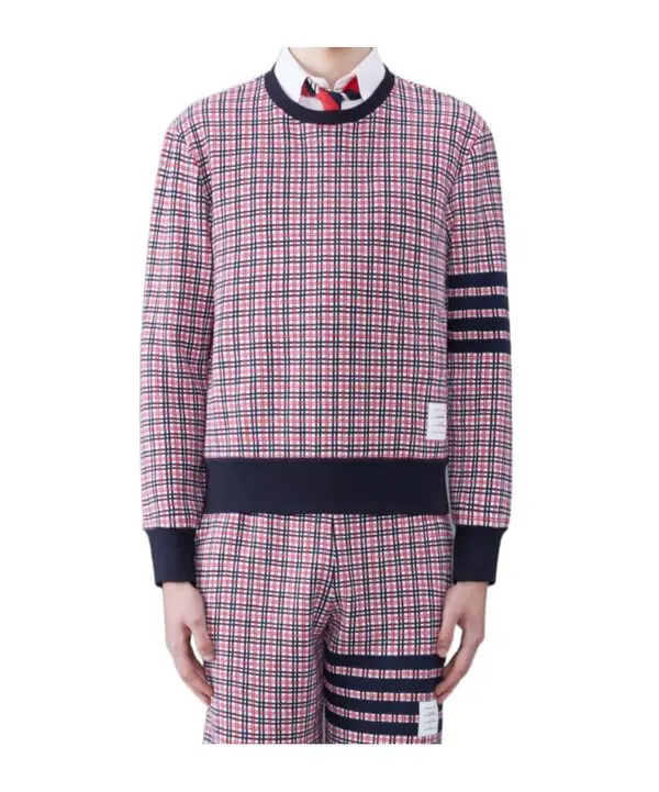 Thom Browne Check Jacquard 4-bar Sweatshirt