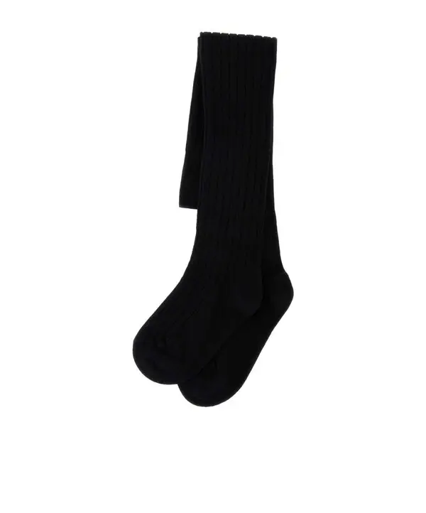 Prada Ribbed Knit Long Socks - Black