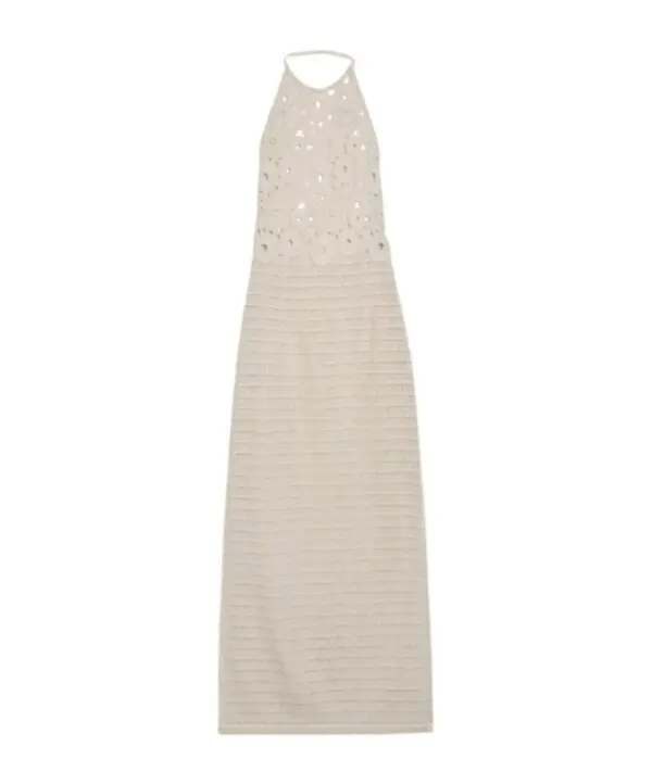 ZEUSDIONE Serica Crochet Maxi Dress With Side Slits - Ivory