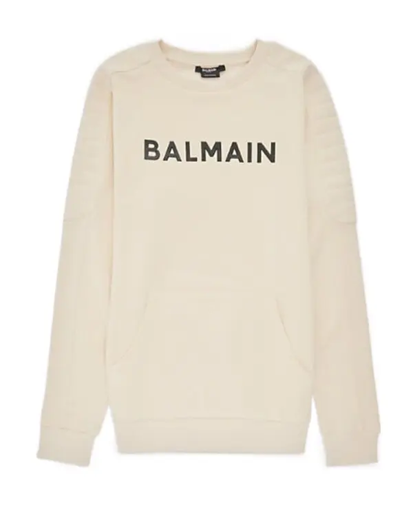 Balmain Logo Pocket Sweatshirt - Nude