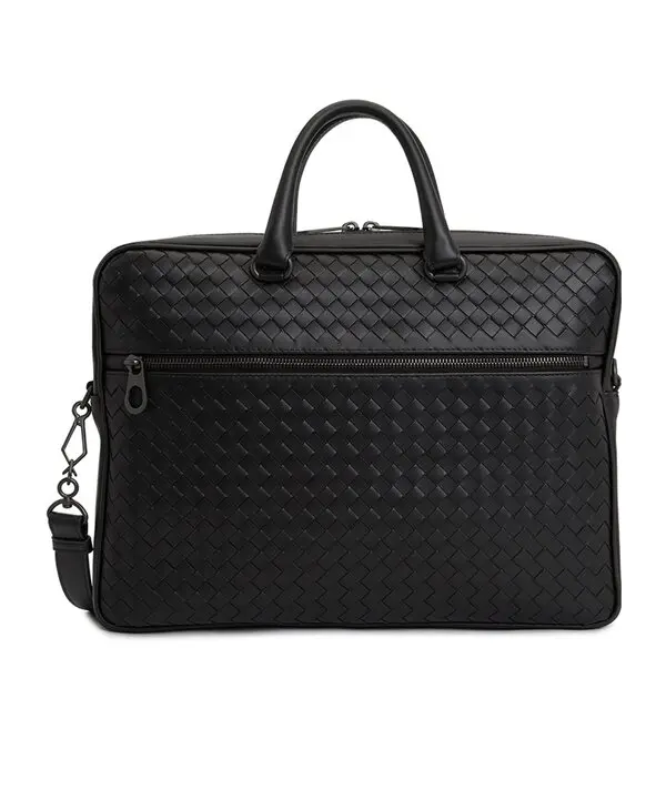 Bottega Veneta Intreciato Briefcase - Black