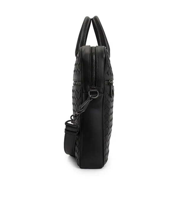 Bottega Veneta Intreciato Leather Briefcase - Black