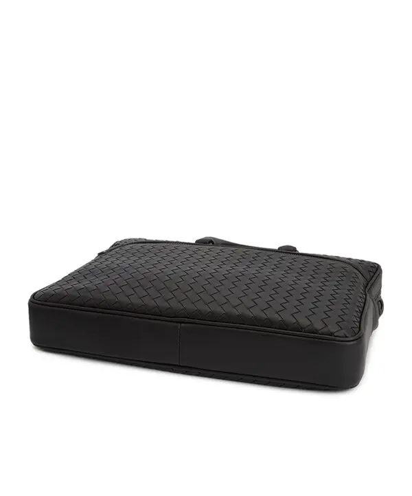 Bottega Veneta Intreciato Leather Briefcase - Black