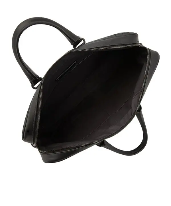 Bottega Veneta Intreciato Leather Briefcase - Black