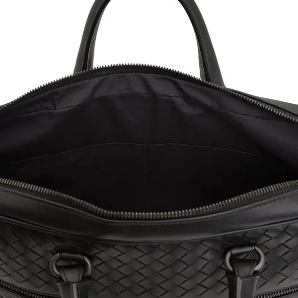 Bottega Veneta Intreciato Leather Briefcase - Black