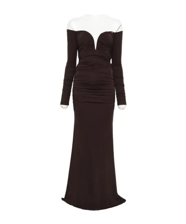 Elisabetta Franchi Off-the-shoulder Gathered Maxi Dress