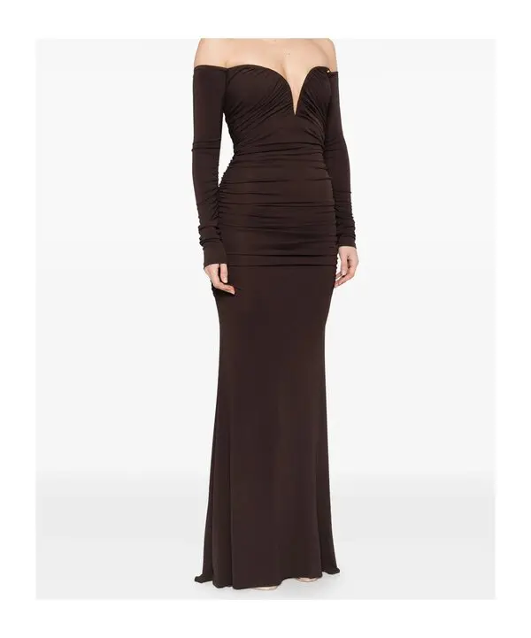 Elisabetta Franchi Off-the-shoulder Gathered Maxi Dress