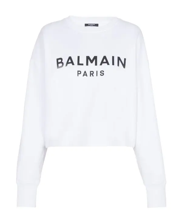 Balmain Logo Print Drop Shoulder Sweatshirt - White