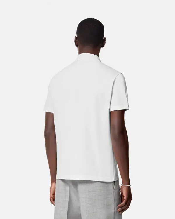 Versace Logo Patch Short-sleeved Polo Shirt - White
