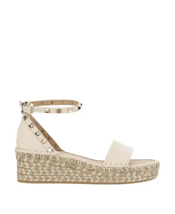 Valentino Garavani Rockstud Open Toe Espadrille Sandals - Nude