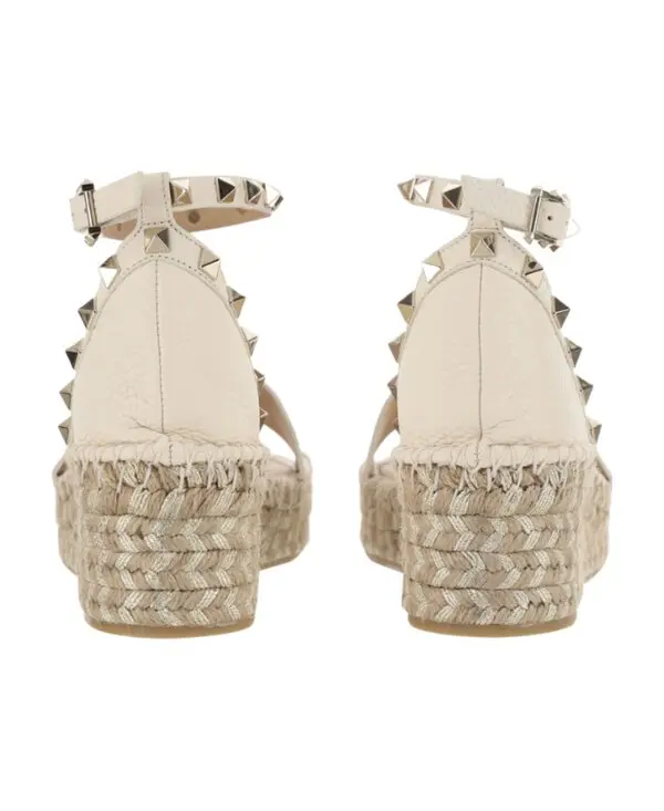 Valentino Garavani Rockstud Open Toe Espadrille Sandals - Nude