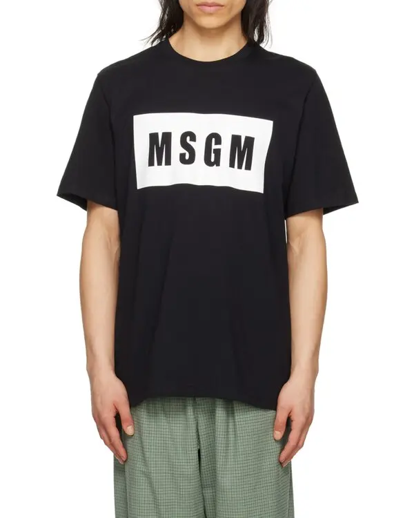MSGM Logo Printed Crewneck T-shirt - Black