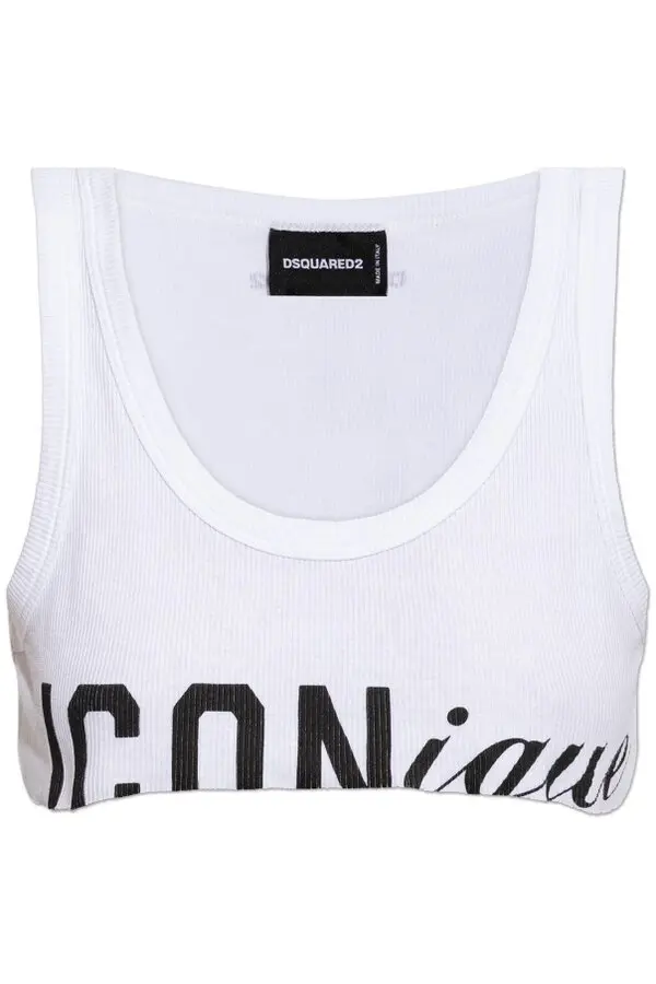 Dsquared2 Cropped Logo Tank Top - White