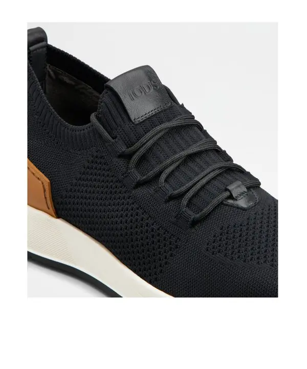 TOD'S Logo Patch Lace-up Sock Sneakers - Black
