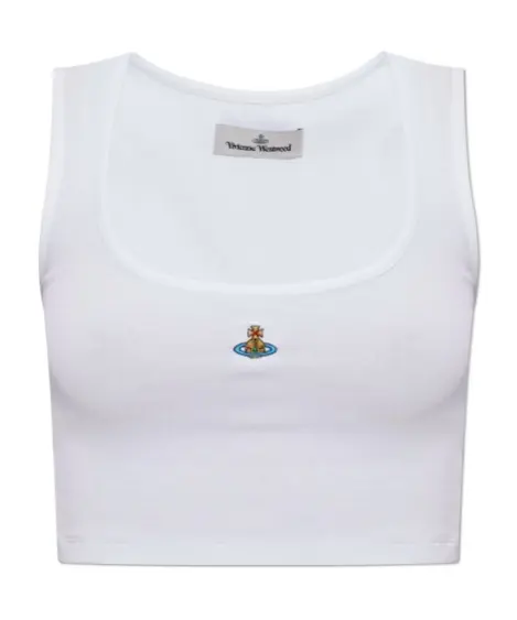 VIVIENNE WESTWOOD Orb Embroidered Sleeveless Top - White