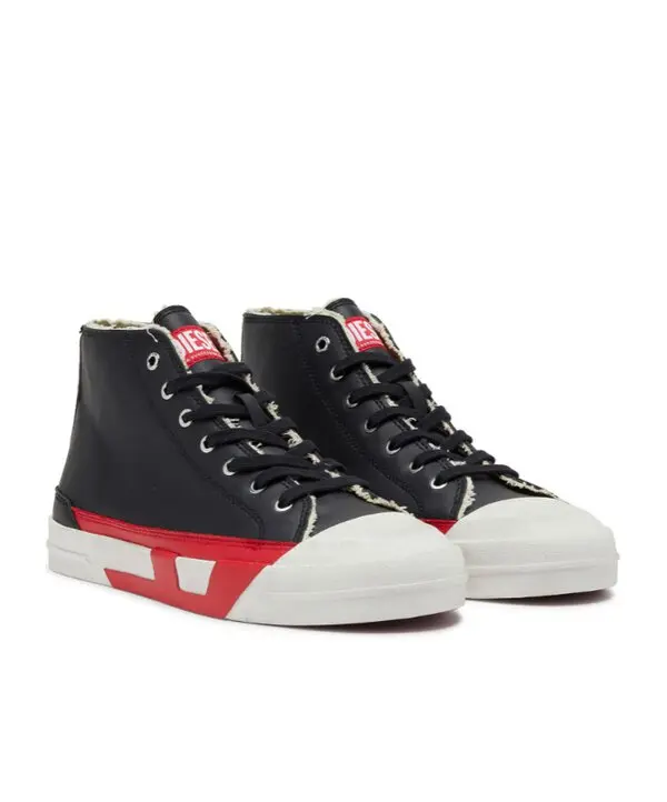 DIESEL® S-d-verse Mid Ii High Top Lace-up Sneakers - Black/red