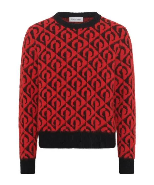 MARINE SERRE Geometric Print Crew Neck Sweater