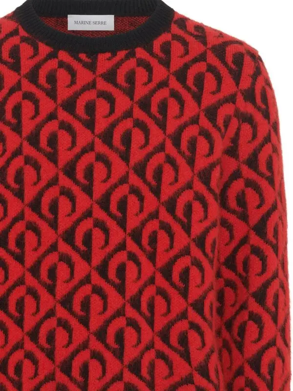 MARINE SERRE Geometric Print Crew Neck Sweater